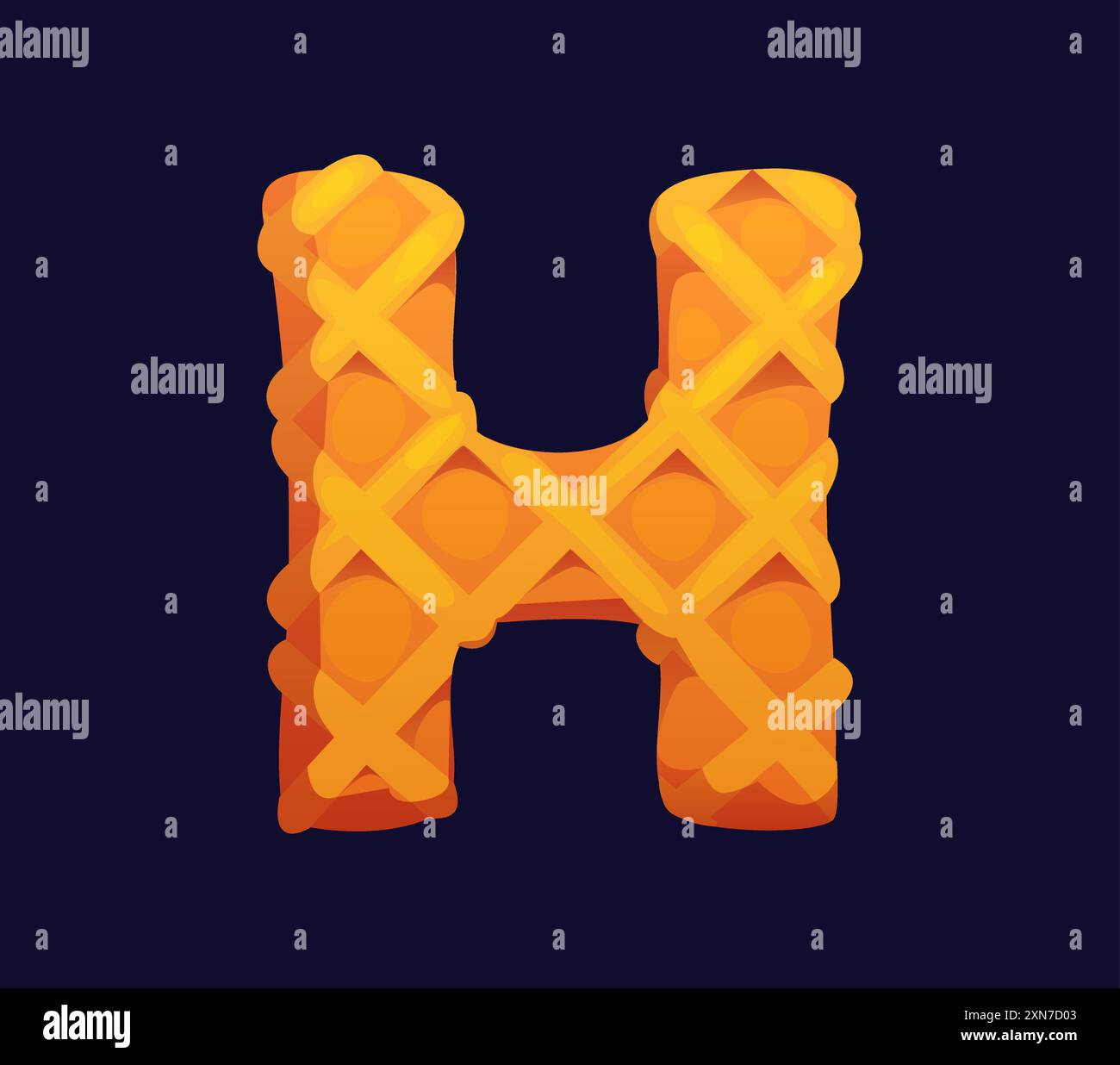 Letter H waffle cartoon candy and confectionery alphabet, sweets ...