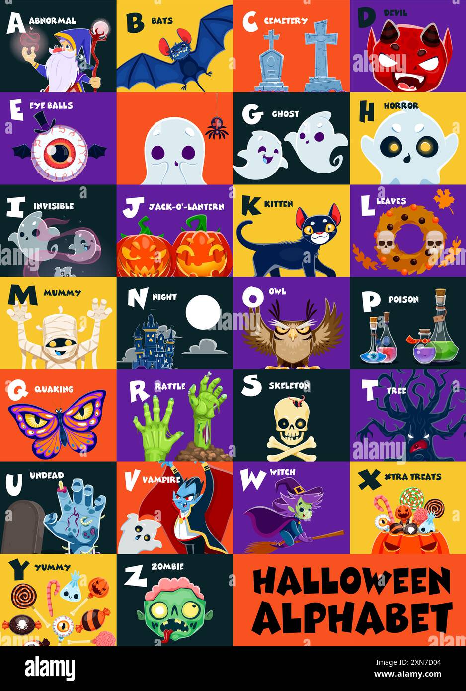 Halloween alphabet, holiday abc, kids type. Vector uppercase letters ...