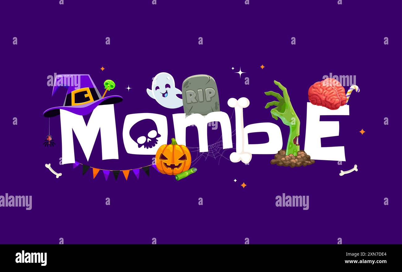 Mombie, Halloween zombie mom quote or holiday banner for horror night ...