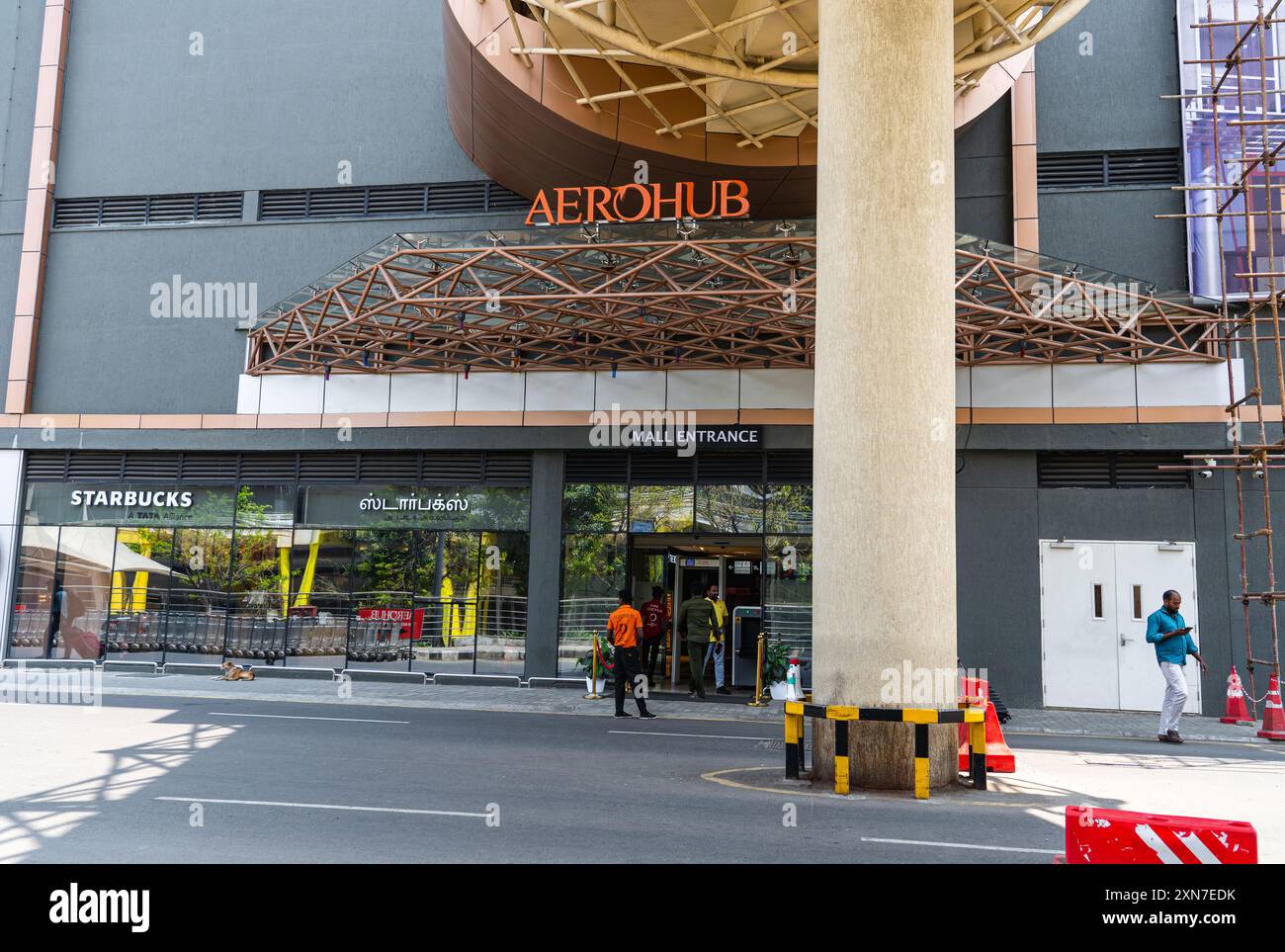 Facade of the Aerohub East mall at Chennai International Airport in ...