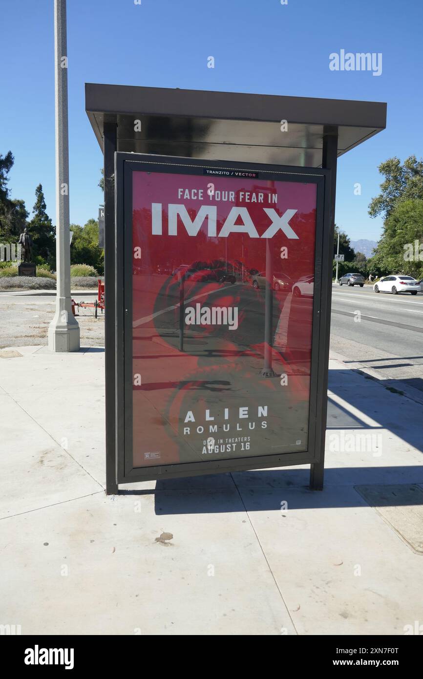 Los Angeles, California, USA 29th July 2024 Alien Romulus Bus Stop on ...