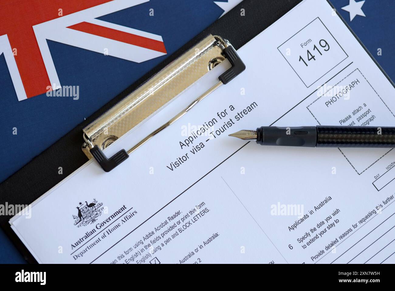 KYIV, UKRAINE - JULY 10, 2024 Australian application for a visitor visa ...