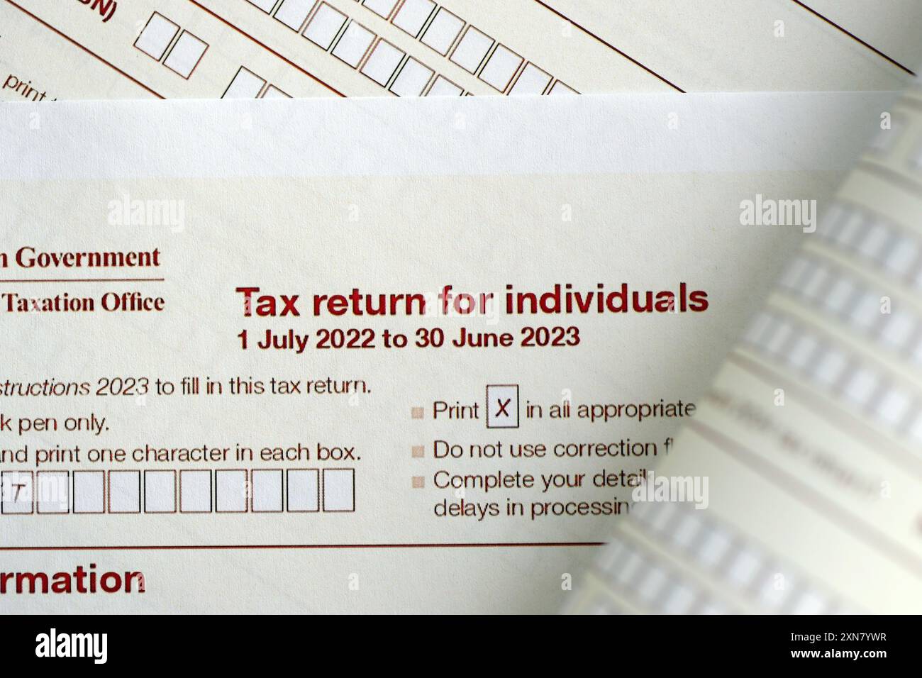 KYIV, UKRAINE - JULY 10, 2024 Australian Tax Return for individuals ...
