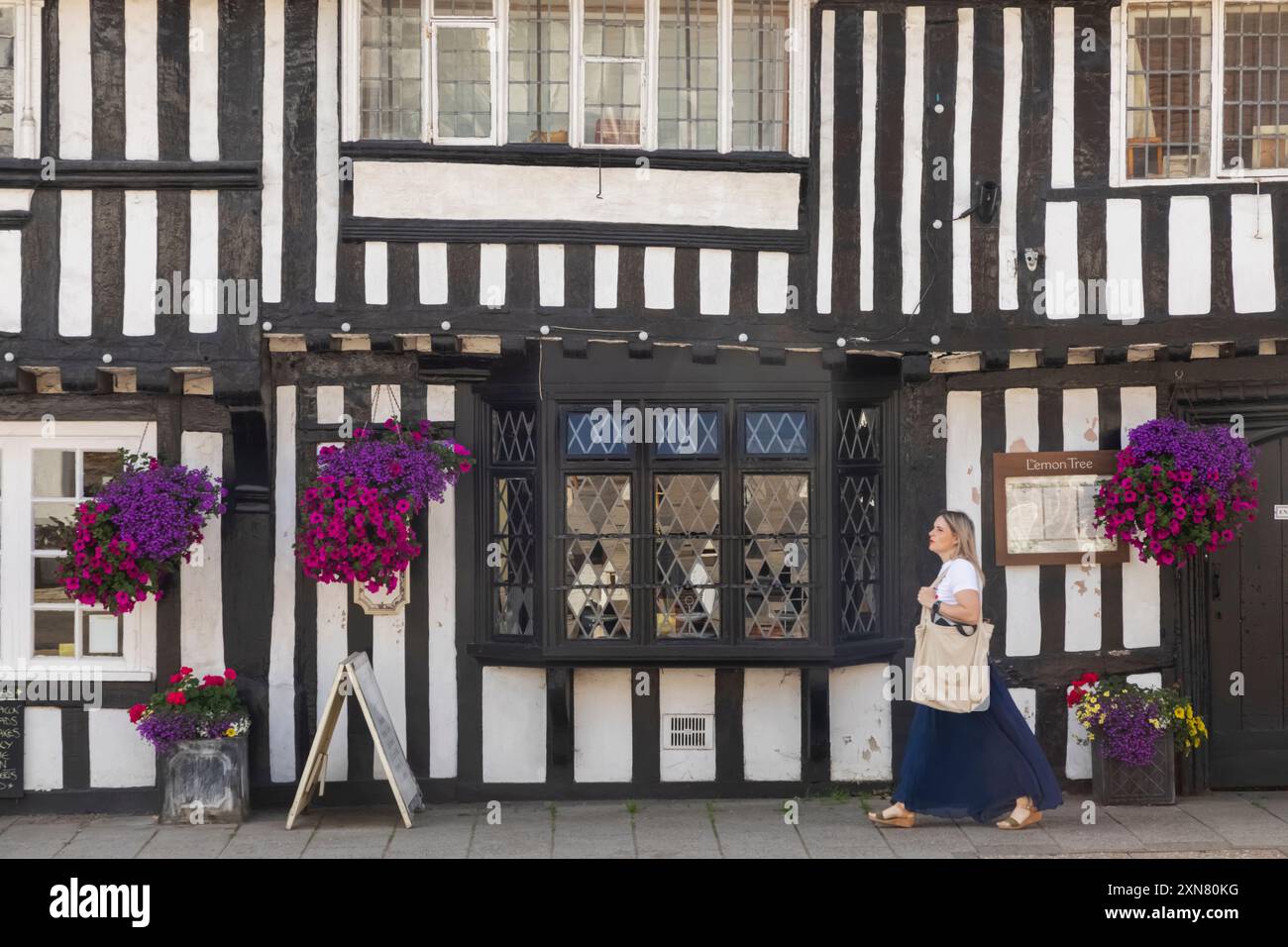 England, Kent, Tenterden, The High Street, Half Timbered Frontage of ...