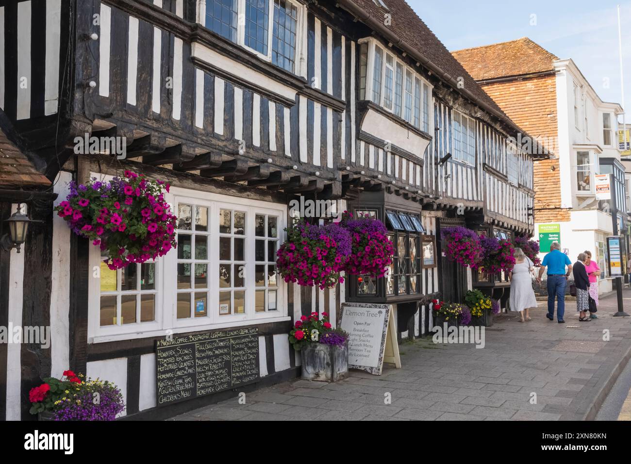England, Kent, Tenterden, The High Street, Half Timbered Frontage of ...