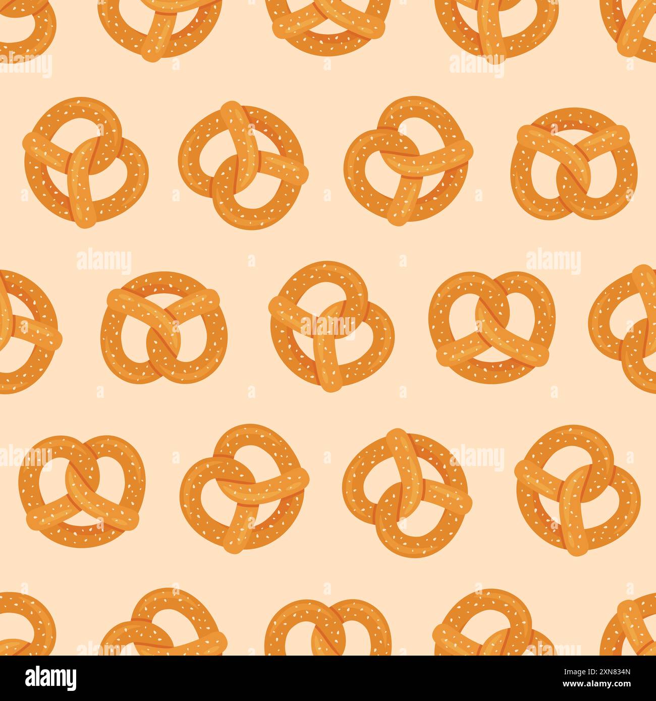 Bavarian pretzel seamless pattern. Bretzel repeating bakground. Vector ...