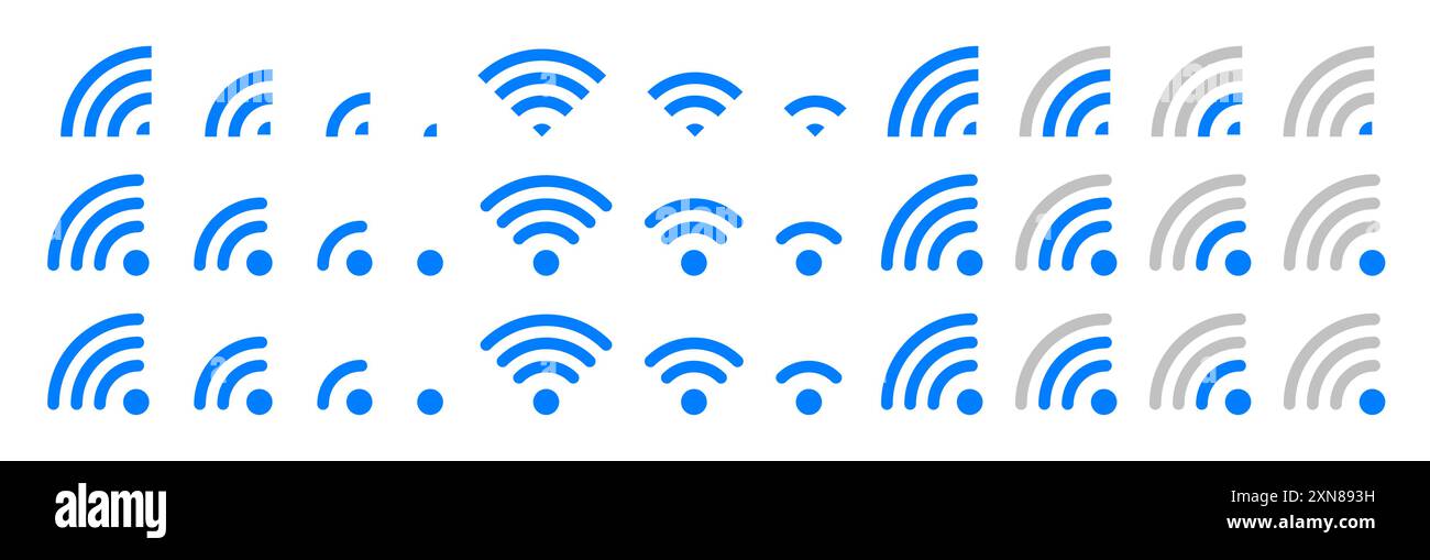 Set of vector Wi-Fi icon for communication, telecommunication ...