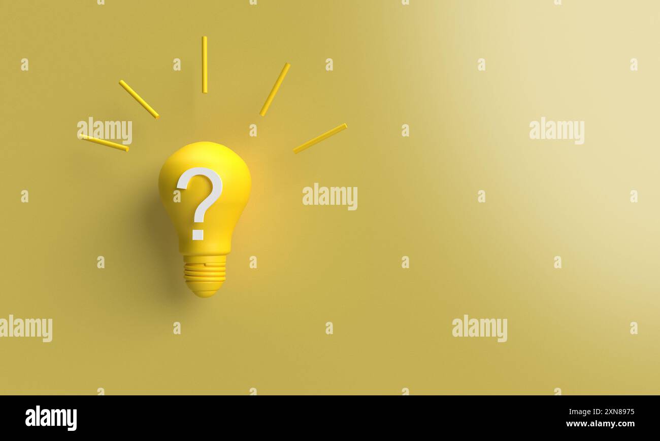 Lightbulb lamp light bright yellow orange color question mark symbol ...