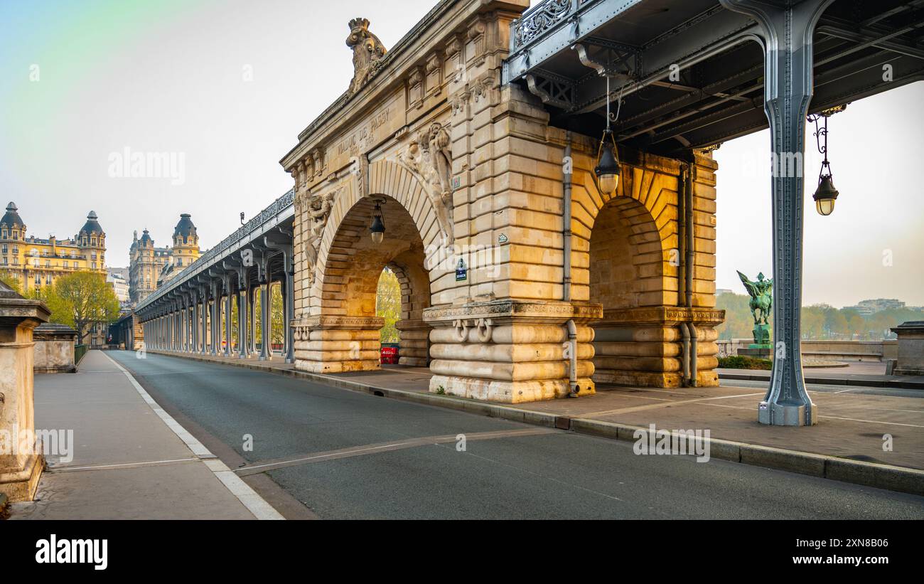 The elegant arches of Bir Hakeim Bridge stand gracefully in Paris ...