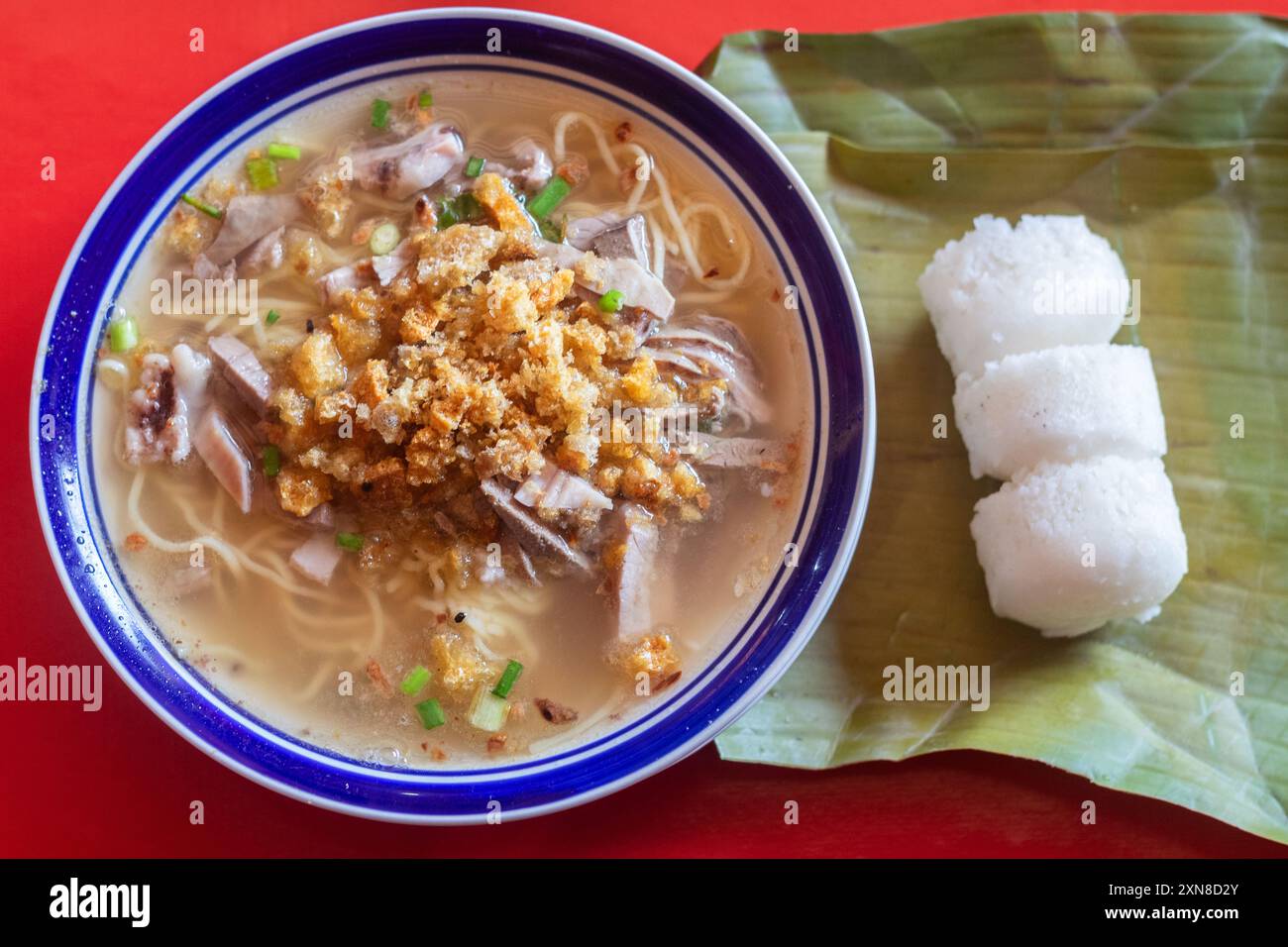 A bowl of warm batchoy, a local noodle dish popular in Iloilo City, the ...