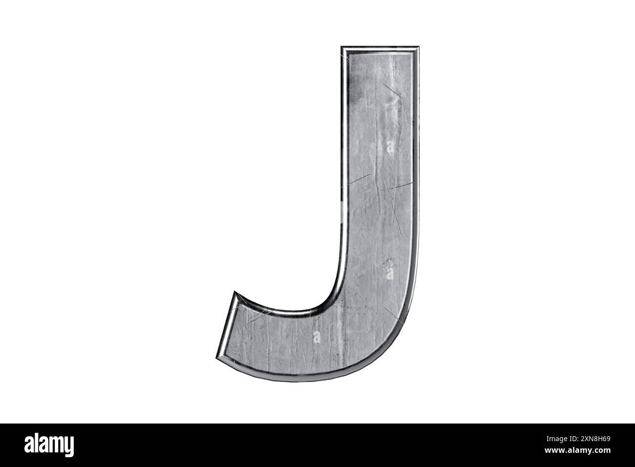 Letters made of rough, scratched and damaged metal. 3d illustration of ...