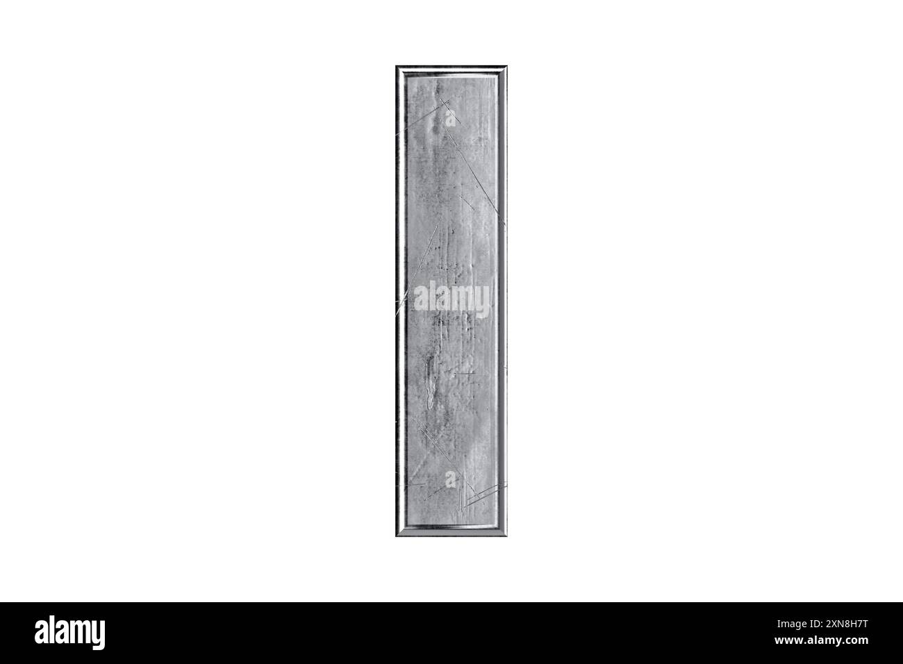 Letters made of rough, scratched and damaged metal. 3d illustration of ...