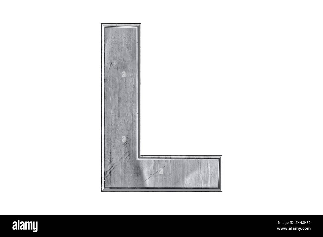 Letters made of rough, scratched and damaged metal. 3d illustration of ...