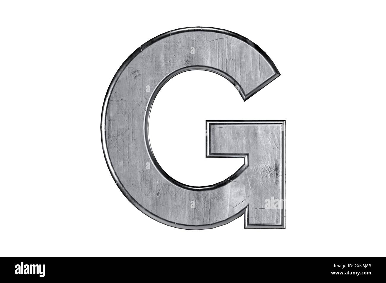 Letters made of rough, scratched and damaged metal. 3d illustration of ...