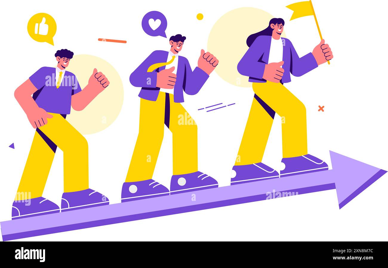 Business Leadership Vector Illustration with A Businessman Leader ...