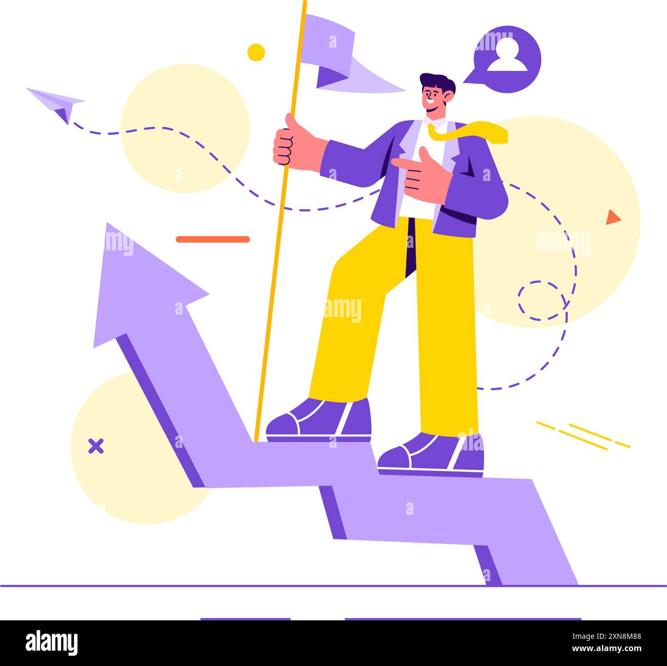 Business Leadership Vector Illustration with A Businessman Leader ...