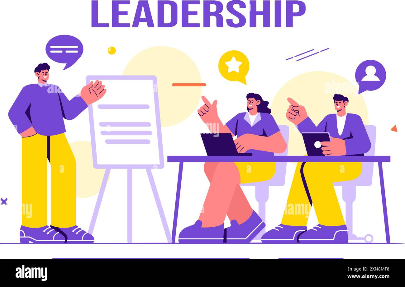 Business Leadership Vector Illustration with A Businessman Leader ...