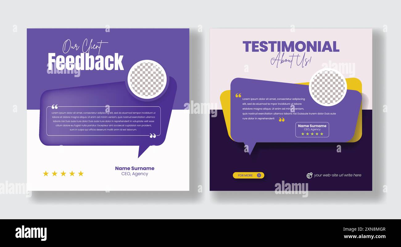 Customer feedback testimonial social media posts, banner, ads template ...