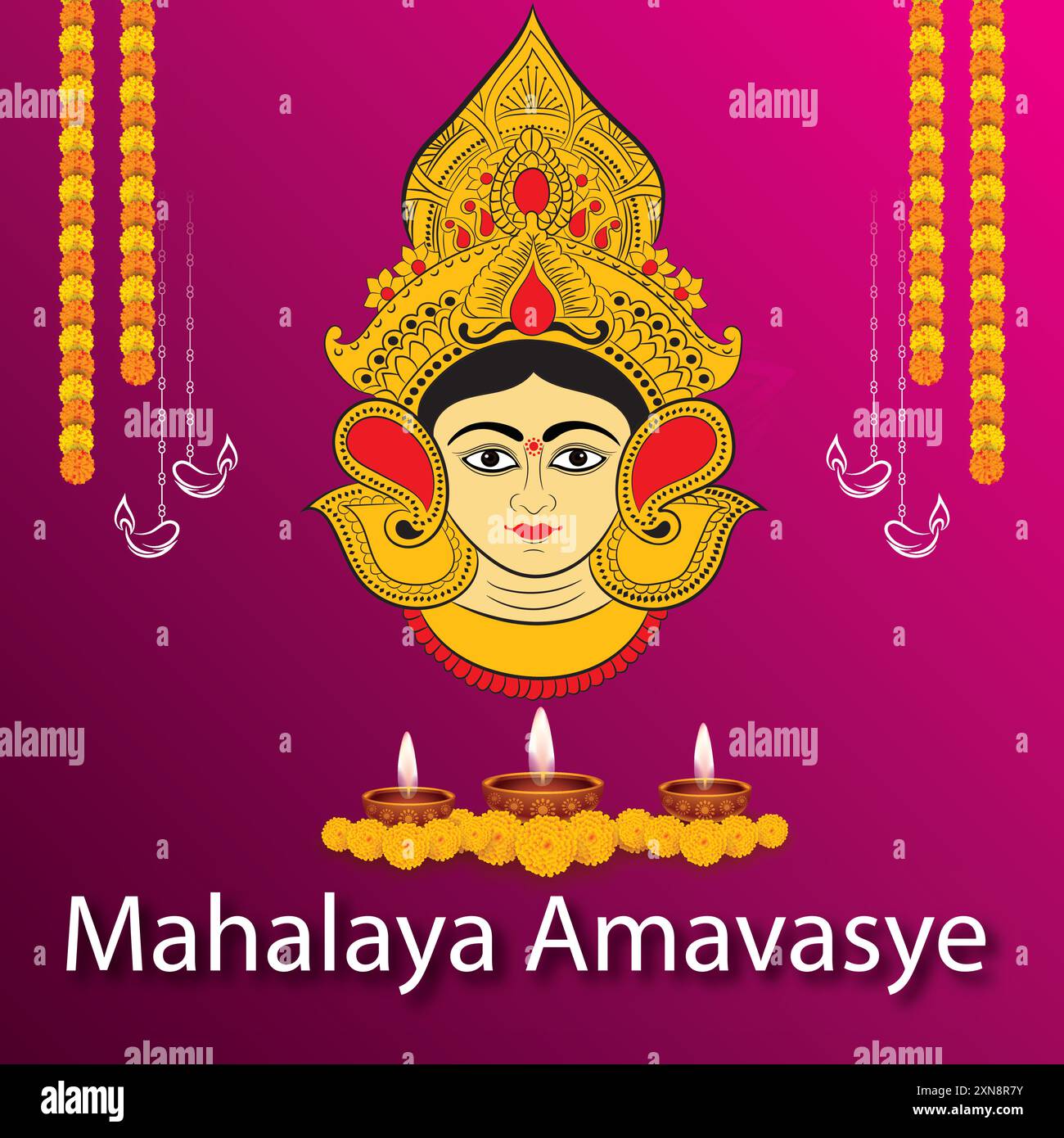 Vector illustration of mahalaya amavasya on purple background with ...