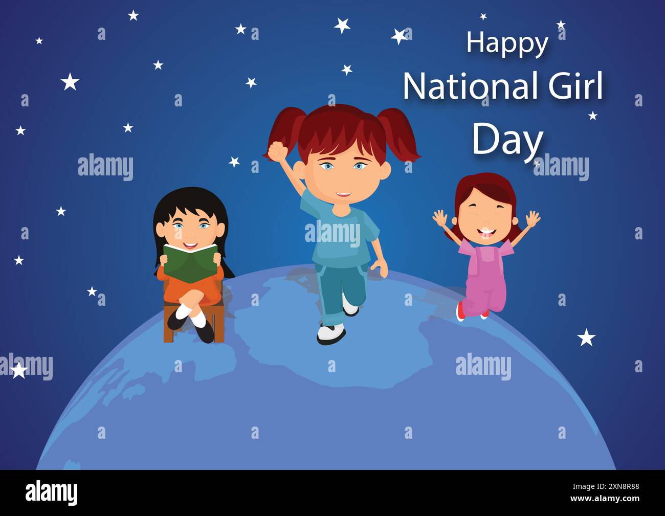 Vector illustration of happy national daughters day image, girl ...