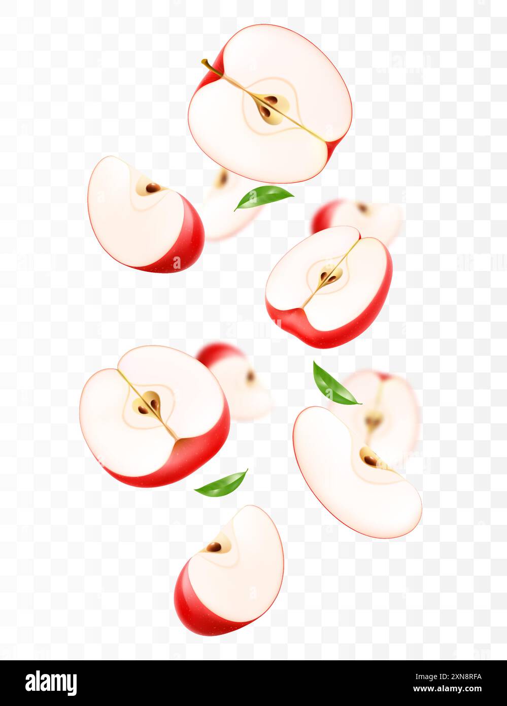 Flying red juicy apples. Bright advertising background falling red ...