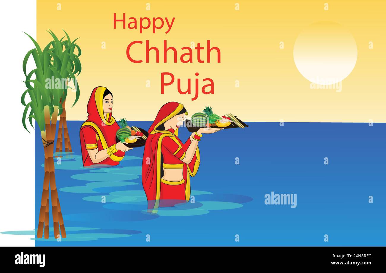 Vector illustration poster of happy chhath puja image, beautiful indian ...