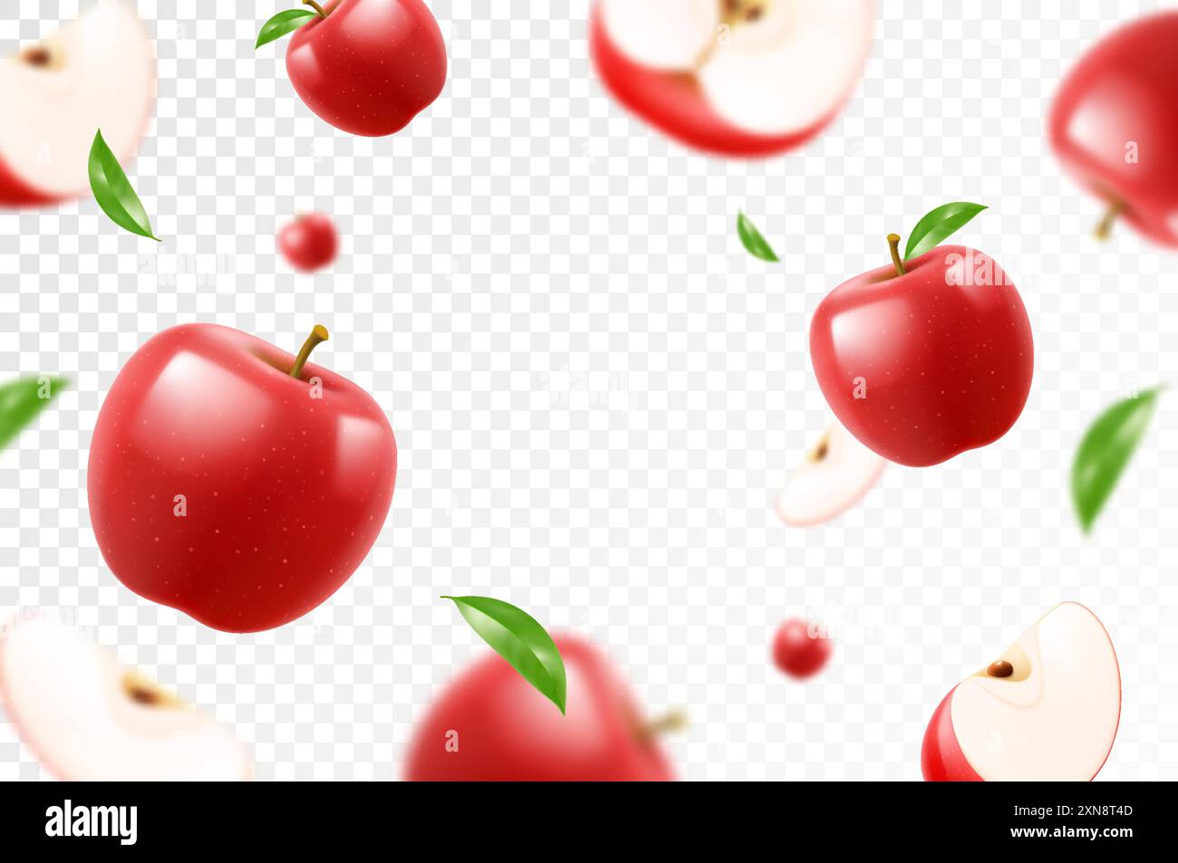 Flying red juicy apples. Bright advertising background falling red ...