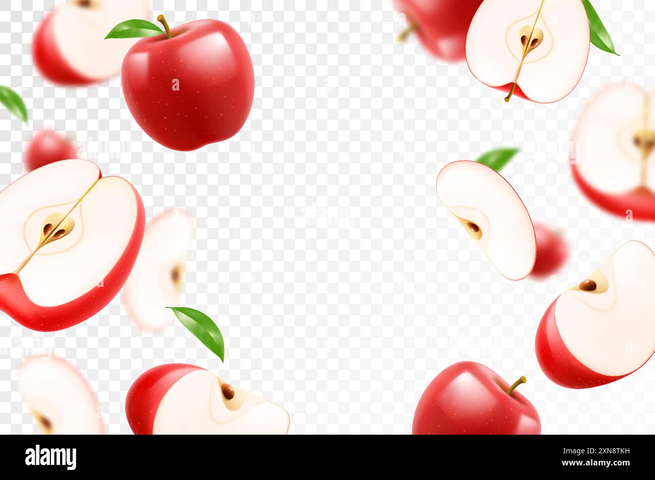Flying red juicy apples. Bright advertising background falling red ...