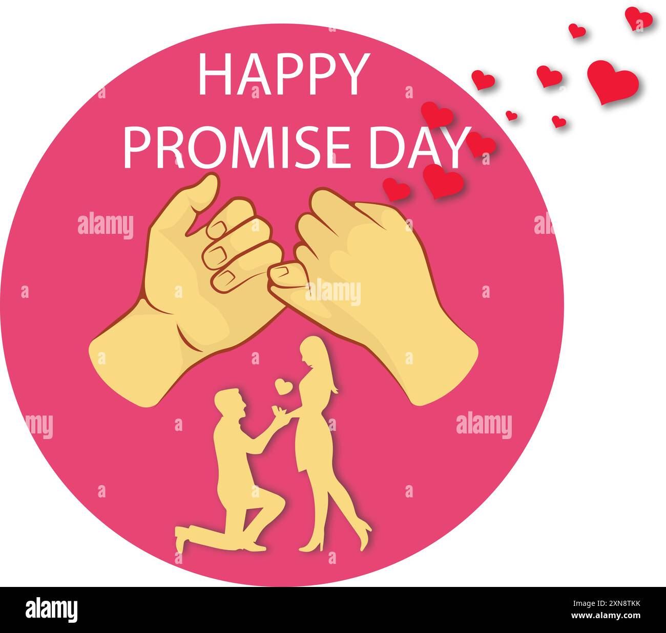Vector illustration poster of happy promise day, couple holding fingers ...