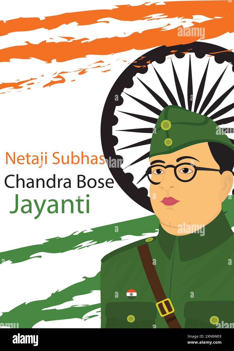 Vector illustration poster of netaji subhash chandra bose jayanti on indian tricolor flag ...