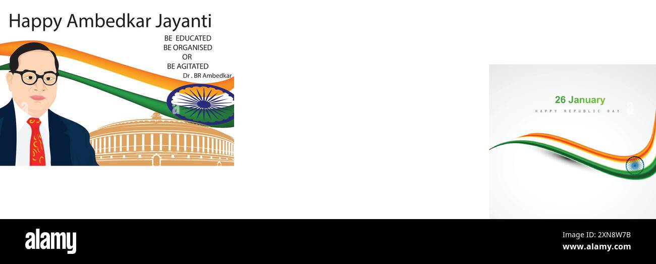 Vector illustration of happy ambedkar jayanti on tricolor flag and ...