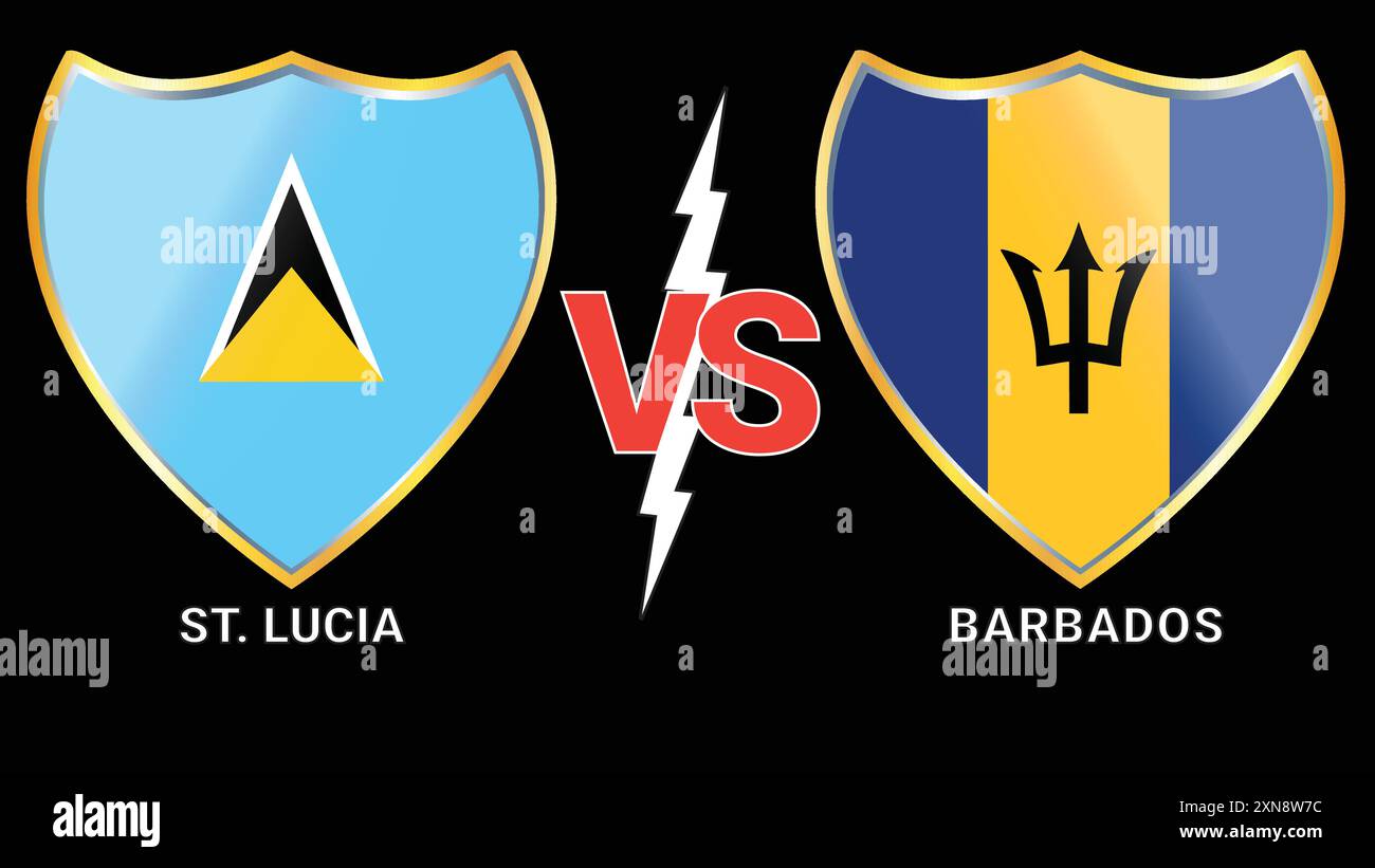 ST Lucia vs Barbados Football Match: Black Background and Versus Flags ...