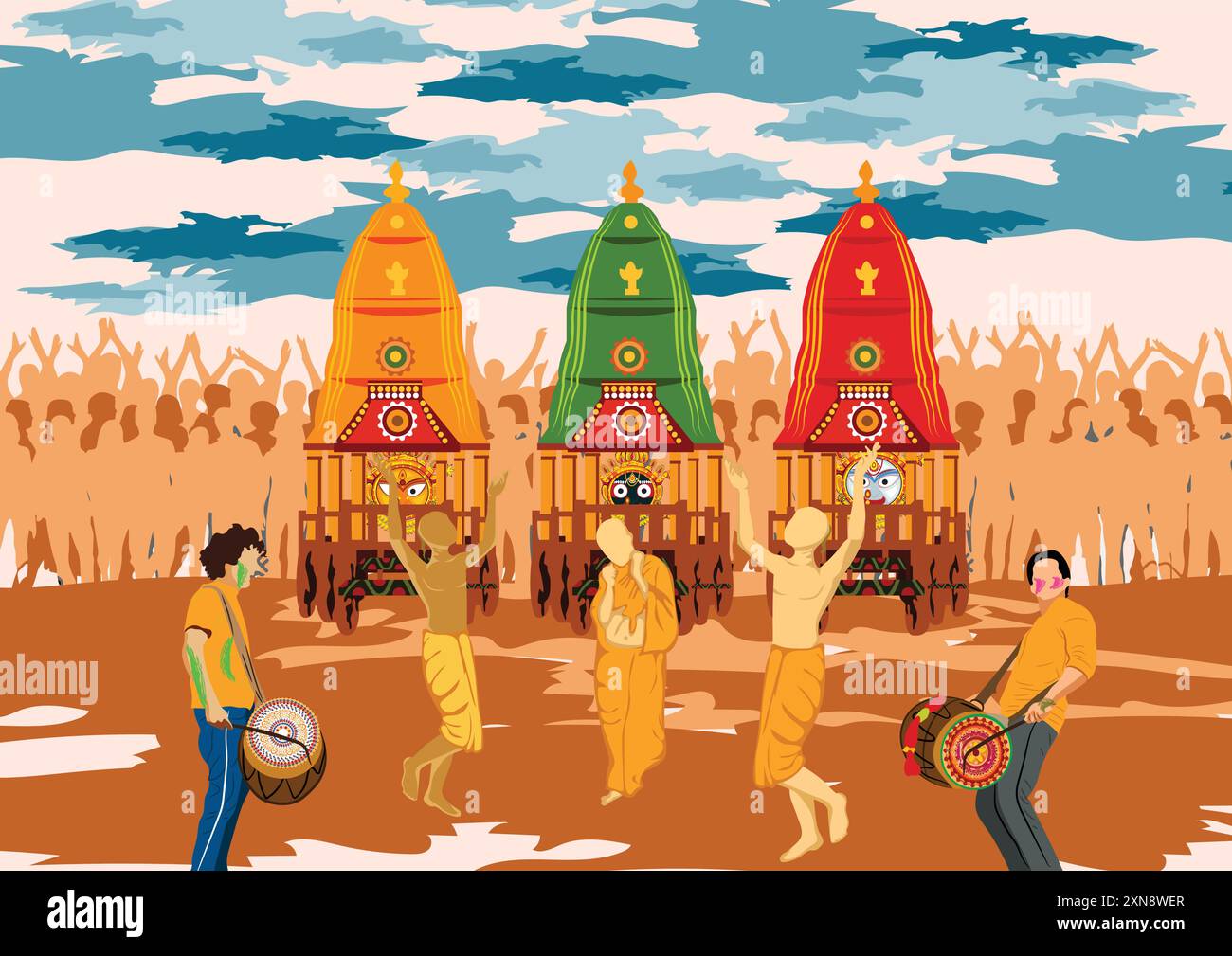 Vector illustration of jagannath rath yatra festival, lord jagannath ...