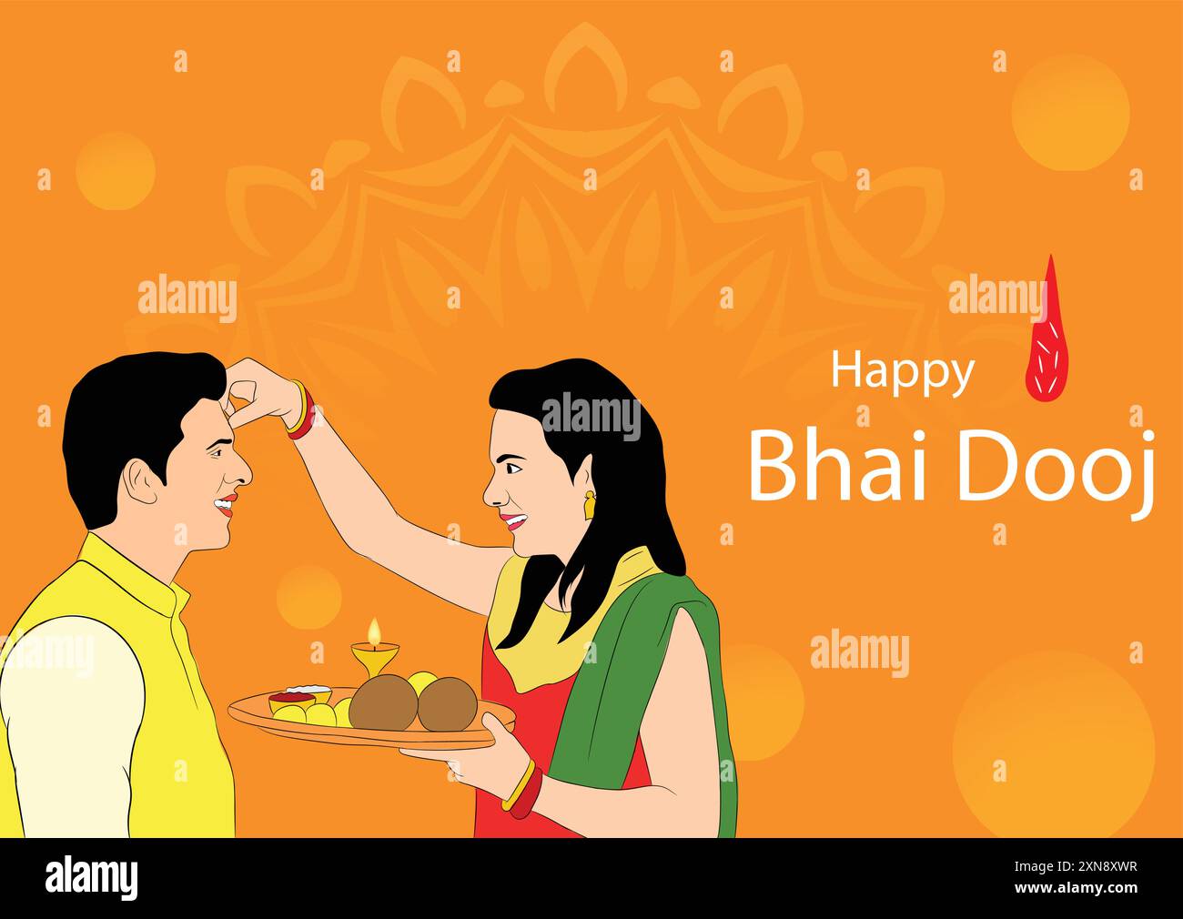 Vector illustration poster of happy bhai dooj indian festival, sister ...