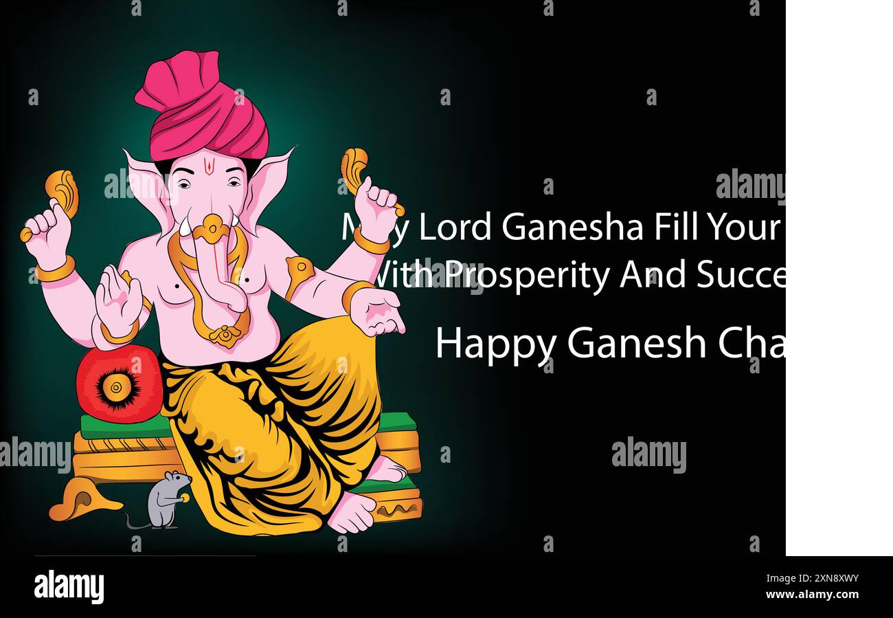 Vector illustration of happy ganesh chaturthi, lord ganesha portrait on ...