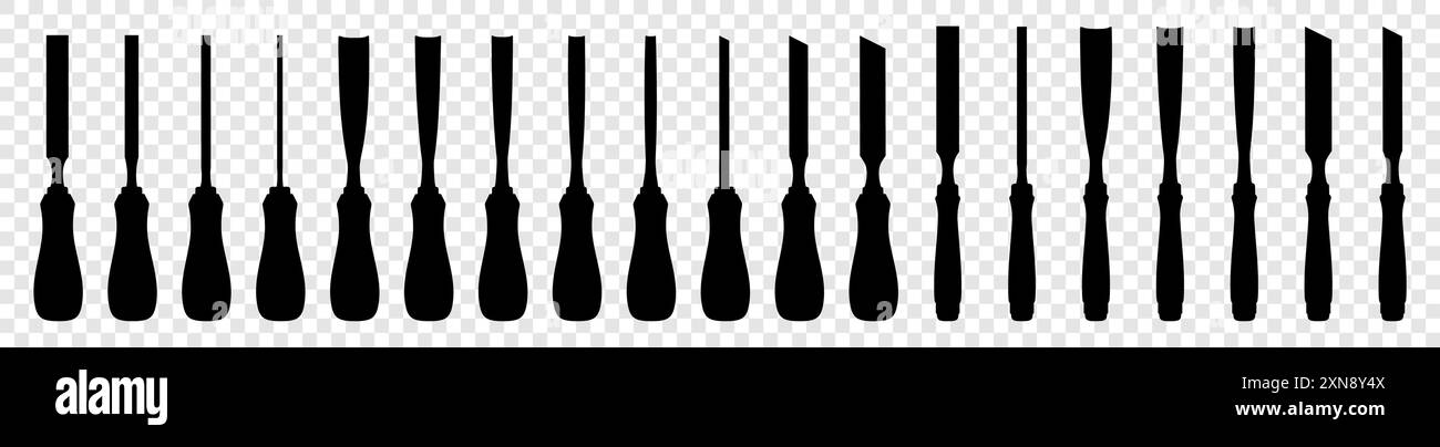 Set of chisels, carpentry hand tools for woodworking and wood carving ...