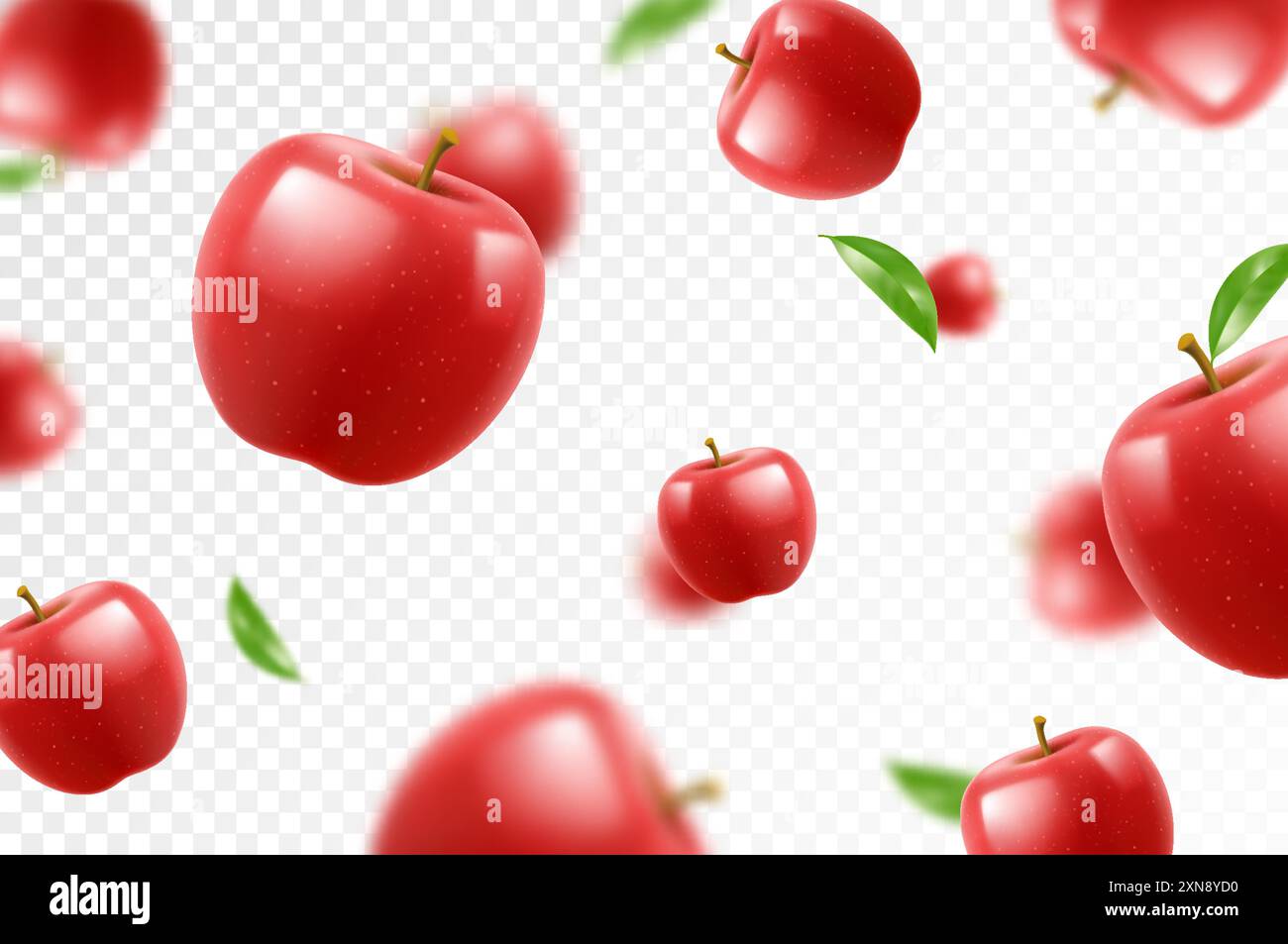 Flying red juicy apples. Bright advertising background falling red ...