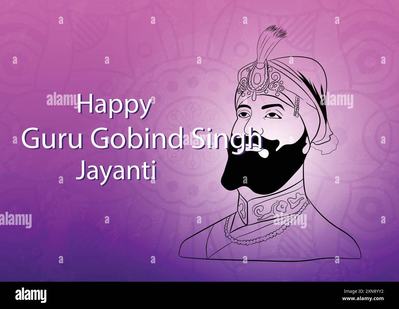 Vector illustration of guru gobind singh jayanti, indian sikh religious ...