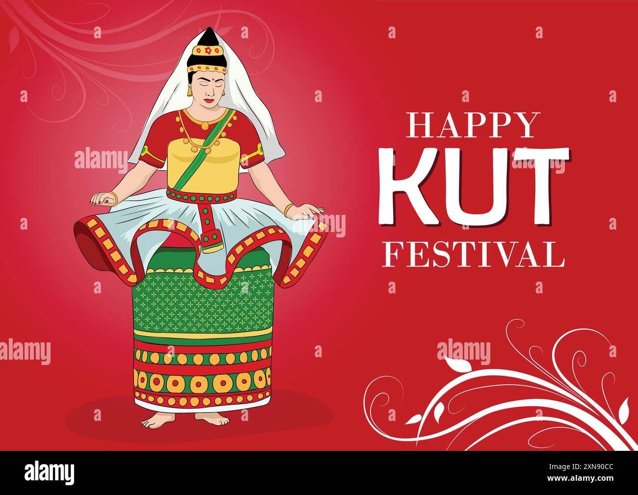 Vector illustration poster of chapchar kut festival on red colour ...