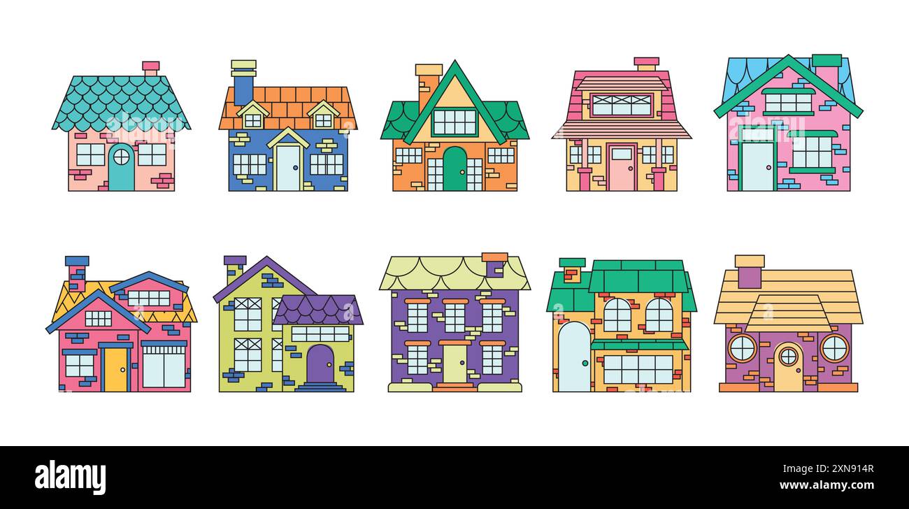 Cute House Illustration Set Stock Vector Image & Art - Alamy
