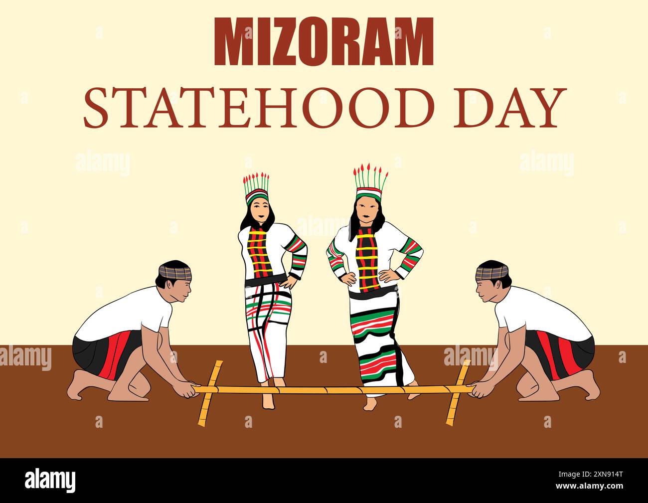 Vector illustration poster of mizoram statehood day with kuki tribe ...