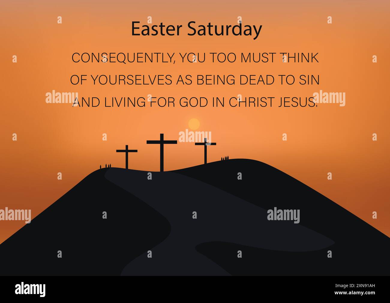 Vector illustration of easter saturday image, sunrise view background ...