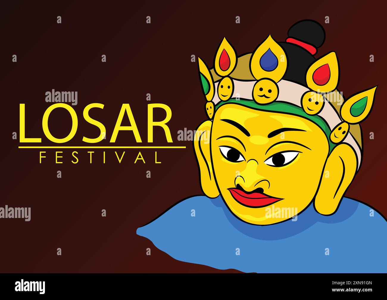 Vector illustration poster of losar festival, popular festival of ...