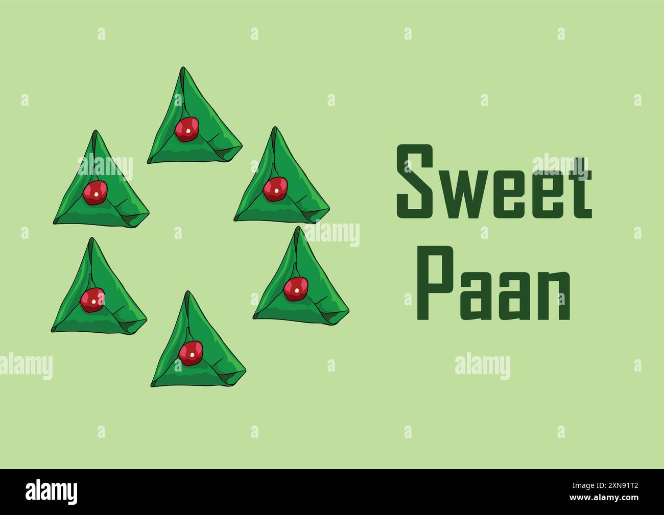 Vector illustration of indian betel leaf sweet paan on light green ...