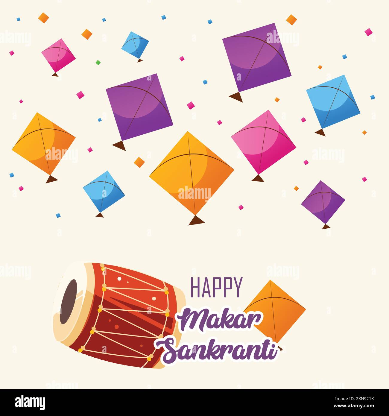 Vector illustration image of lohri festival, calligraphy text in ...