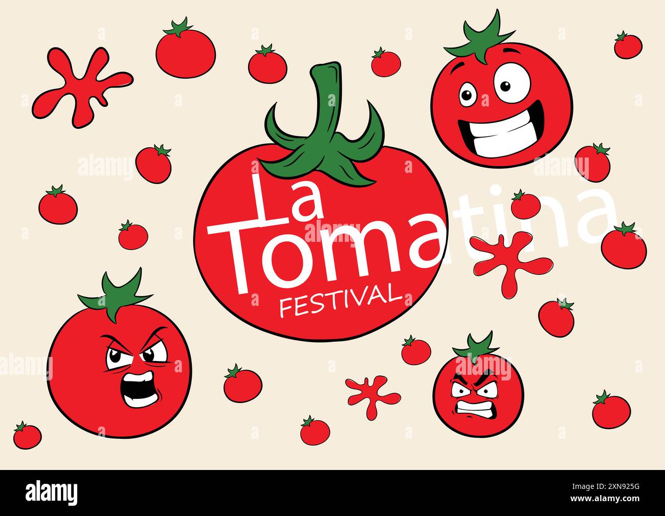 Vector illustration of la tomatina festival with tomato in different ...