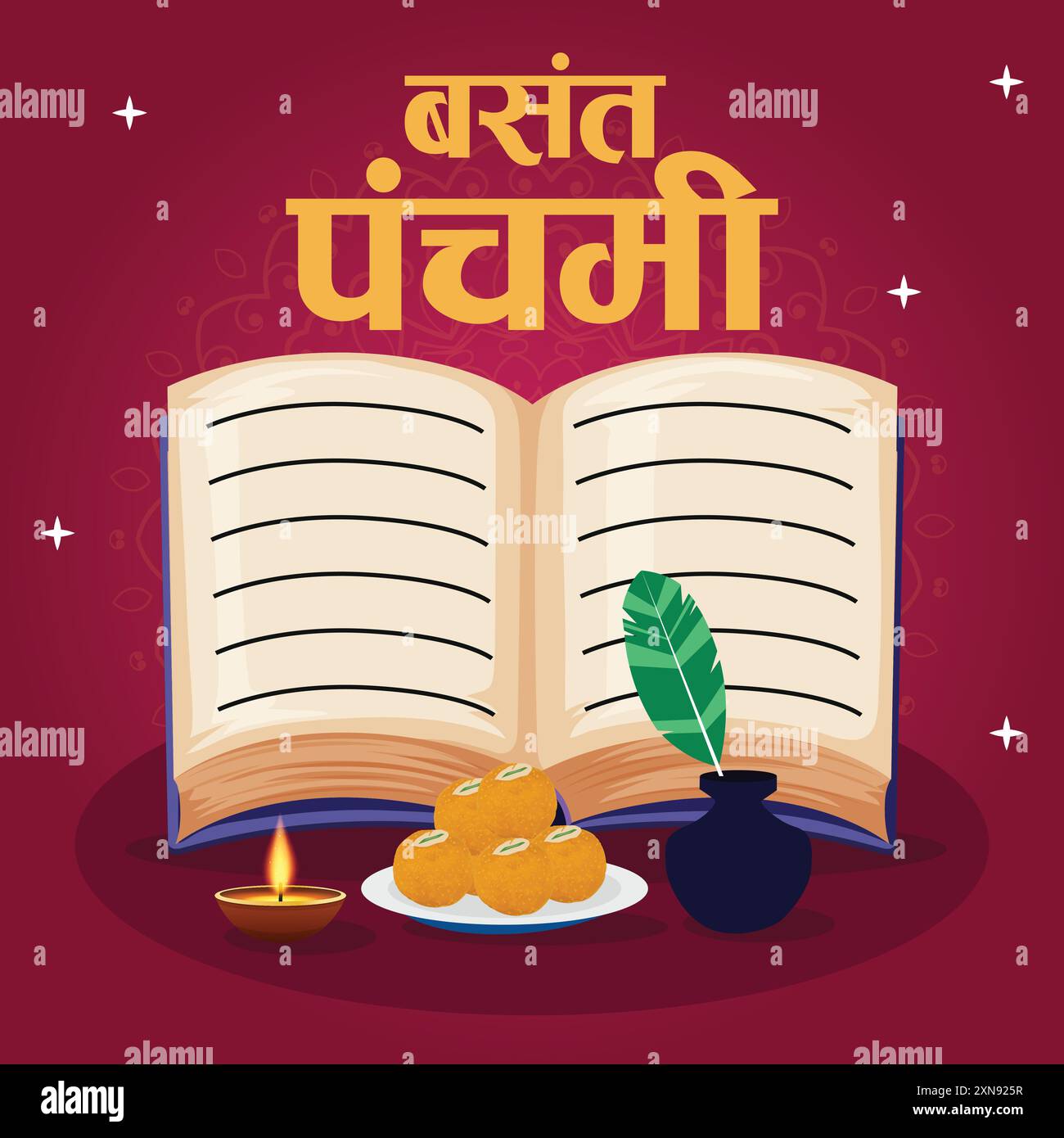 Vector illustration poster of basant panchami festival calligraphy text ...