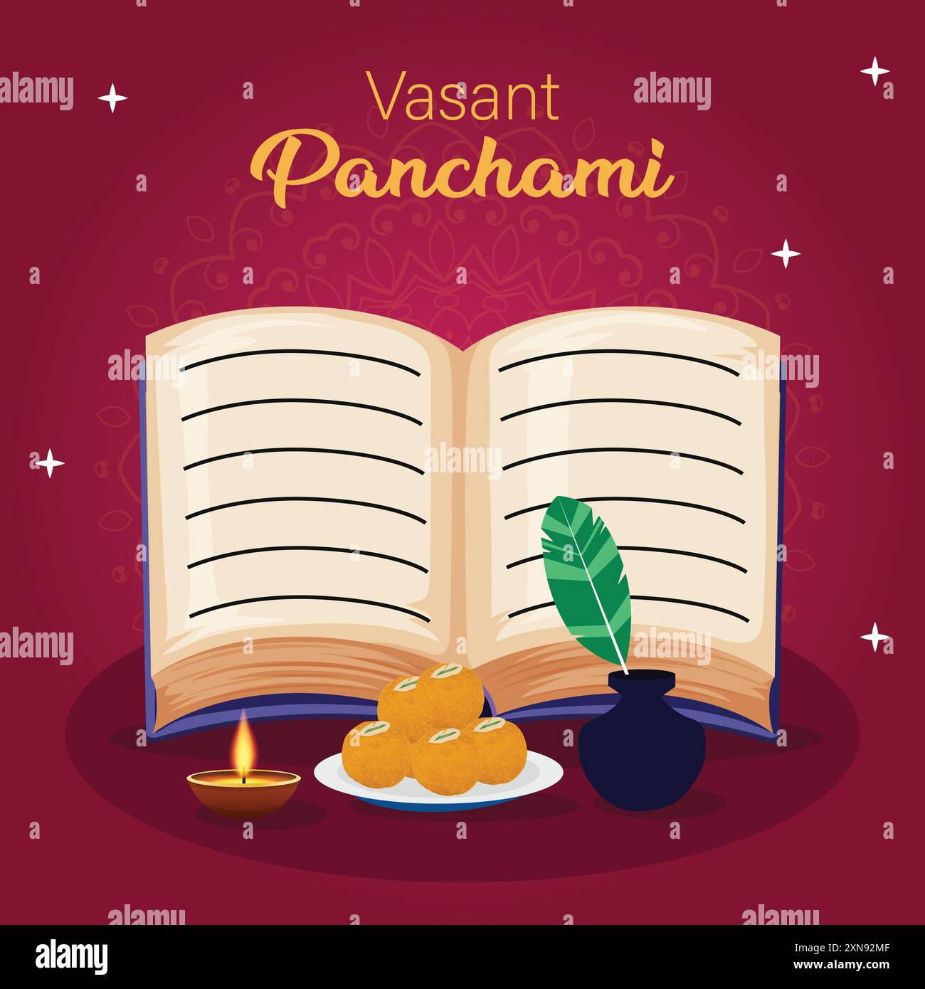 Vector illustration poster of happy basant panchami calligraphy text on ...