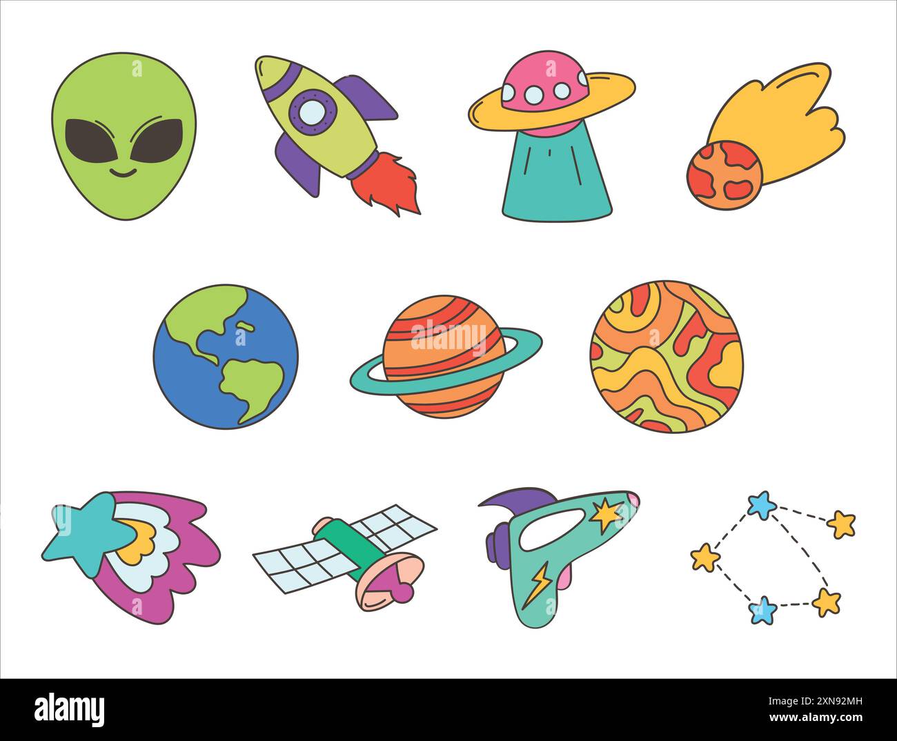 Doodle Cosmic Illustration Set Stock Vector Image & Art - Alamy