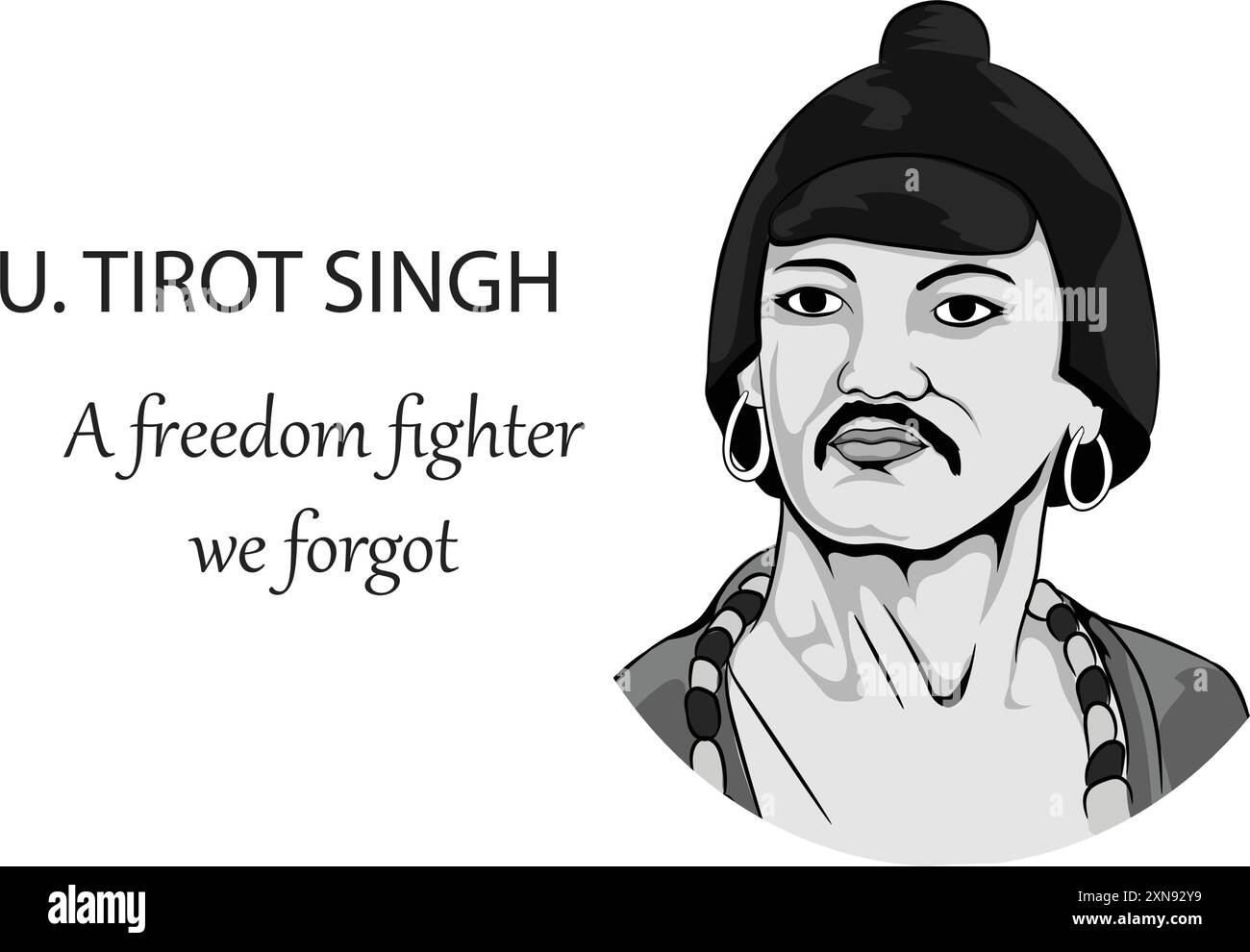 Vector illustration of u tirot sing, chief of the khasi people ...